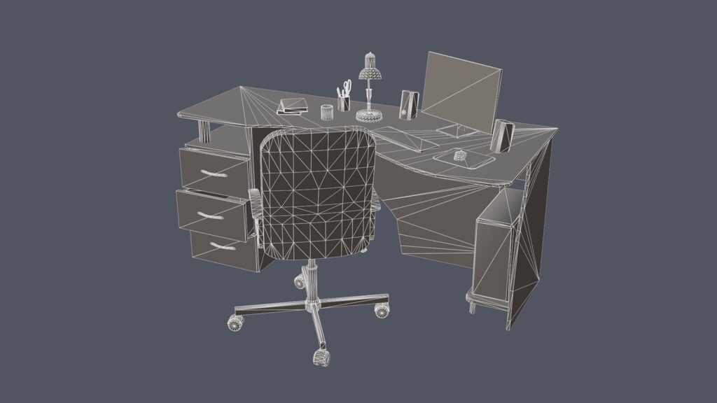 Computer desk (Low Poly) (133008) 3D model - Download 3D model Computer ...