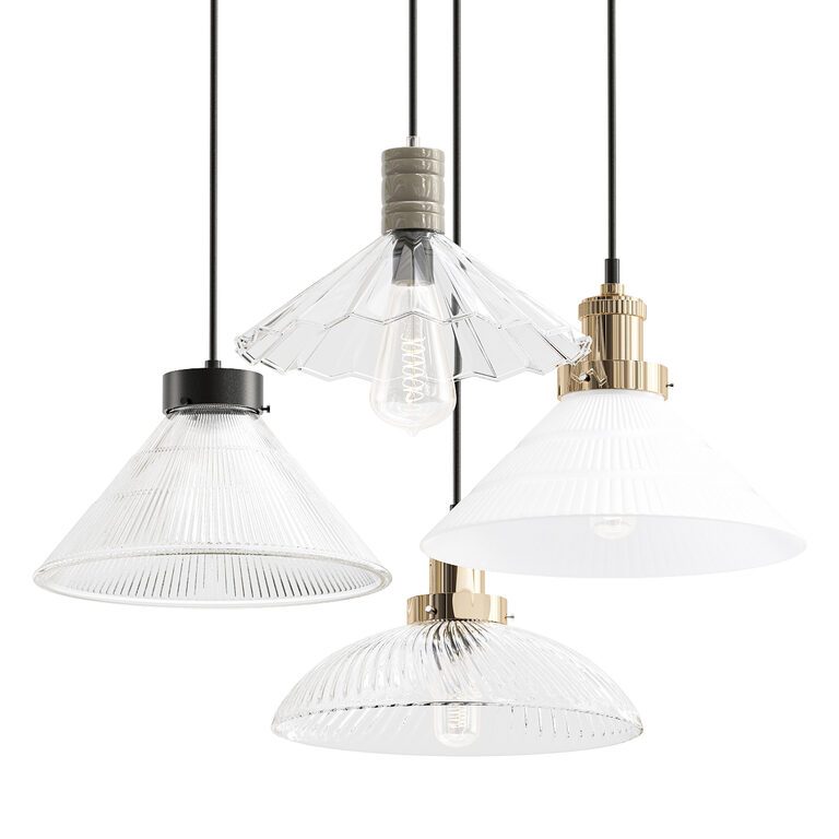 Fluted glass pendant light (138061) 3D model - Download 3D model Fluted ...