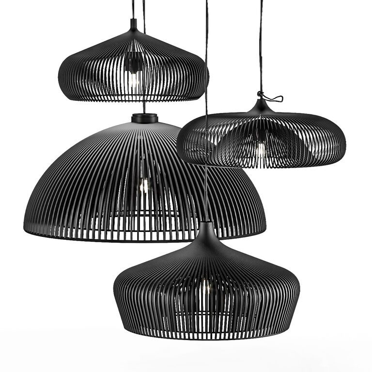 Wireframe lampshades pendant light (138411) 3D model - Download 3D ...