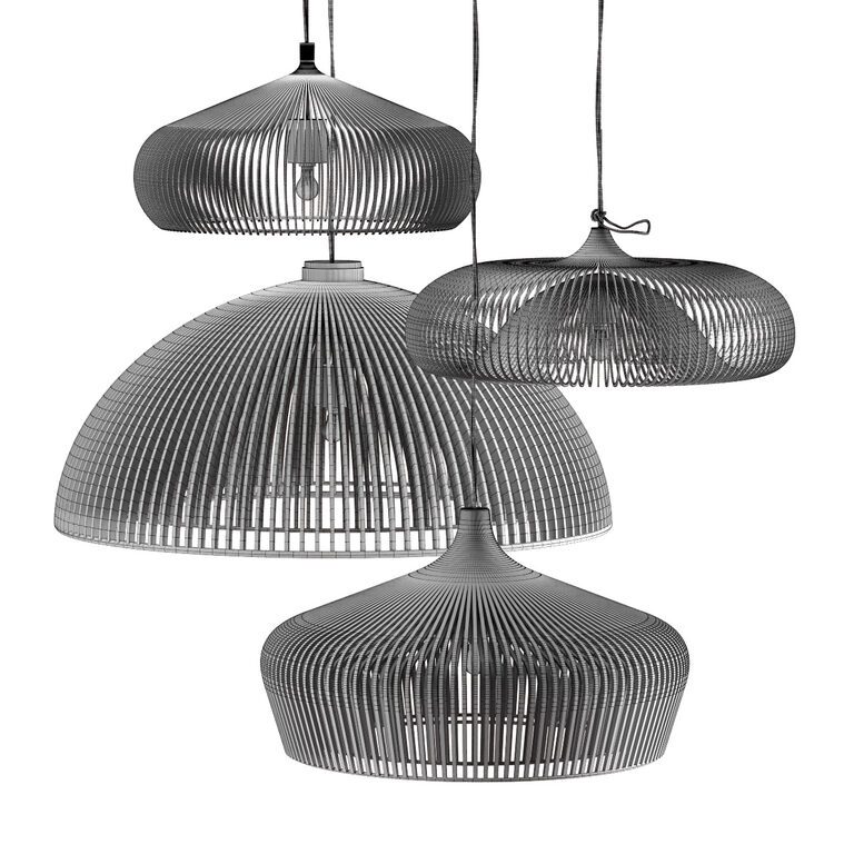 Wireframe lampshades pendant light (138411) 3D model - Download 3D ...