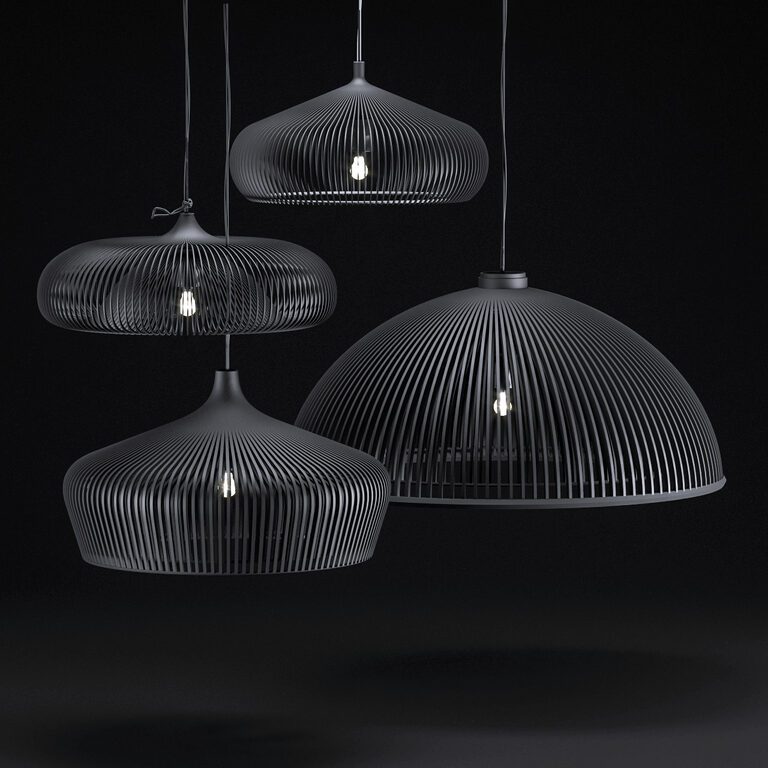 Wireframe lampshades pendant light (138411) 3D model - Download 3D ...