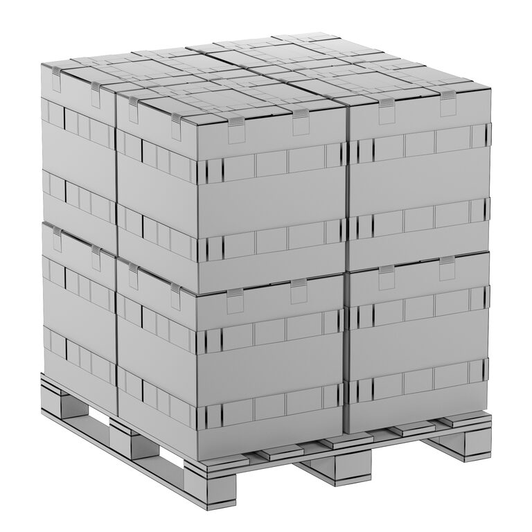 Cardboard boxes on a pallet (141910) 3D model - Download 3D model ...
