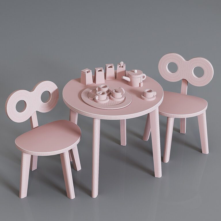 Ooh-Noo Children's table and high chair (142194) 3D model - Download 3D ...