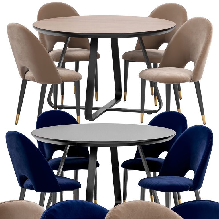 Dining chair Iris and table Toronto (142211) 3D model - Download 3D ...
