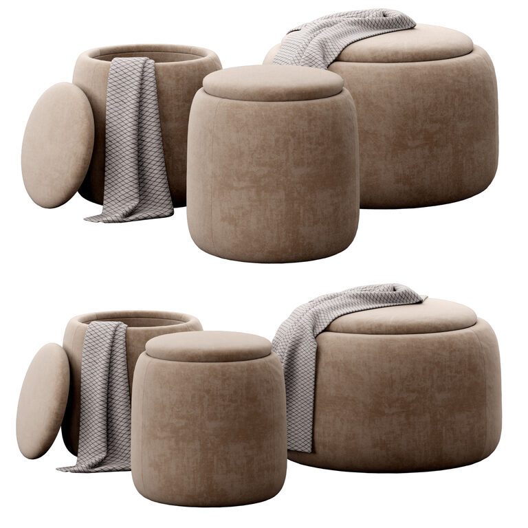 Dodd Storage Ottomans set (145550) 3D model - Download 3D model Dodd ...