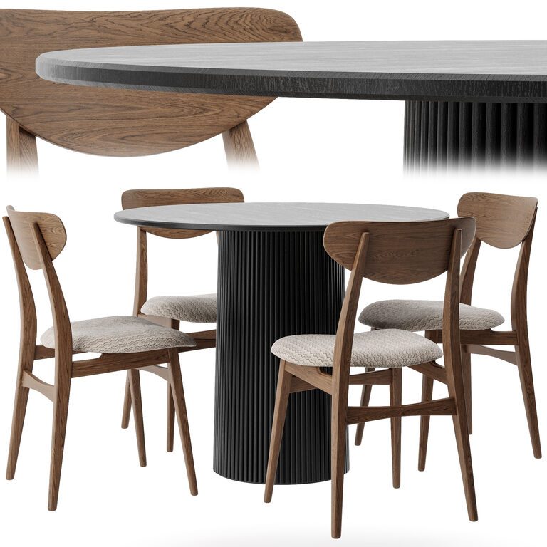 Dining table and chair (152299) 3D model - Download 3D model Dining ...
