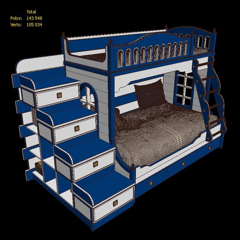 Bunk bed (157590) 3D model - Download 3D model Bunk bed (157590 ...