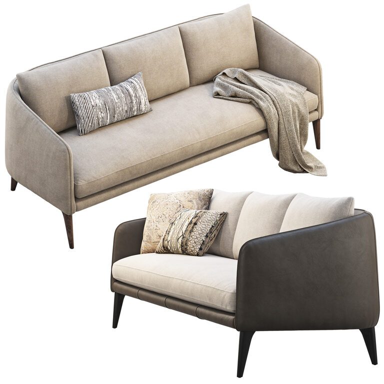 Rhys Leather Bench Seat Sofas (2 options) (158793) 3D model - Download ...