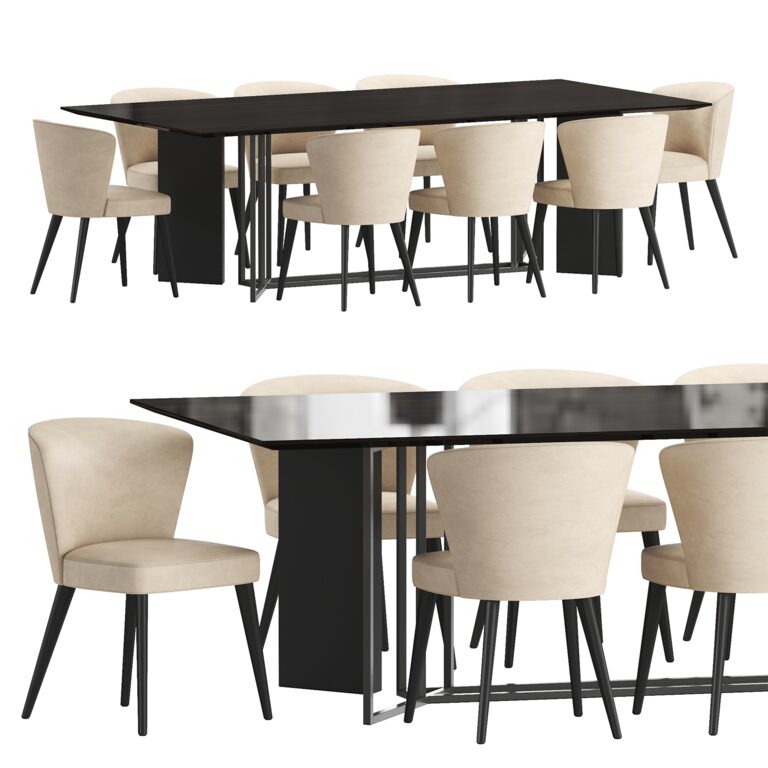 Dining table and chair 15 (160011) 3D model - Download 3D model Dining ...