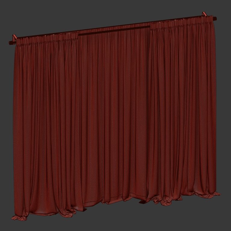 Curtains with tulle (161448) 3D model - Download 3D model Curtains with ...