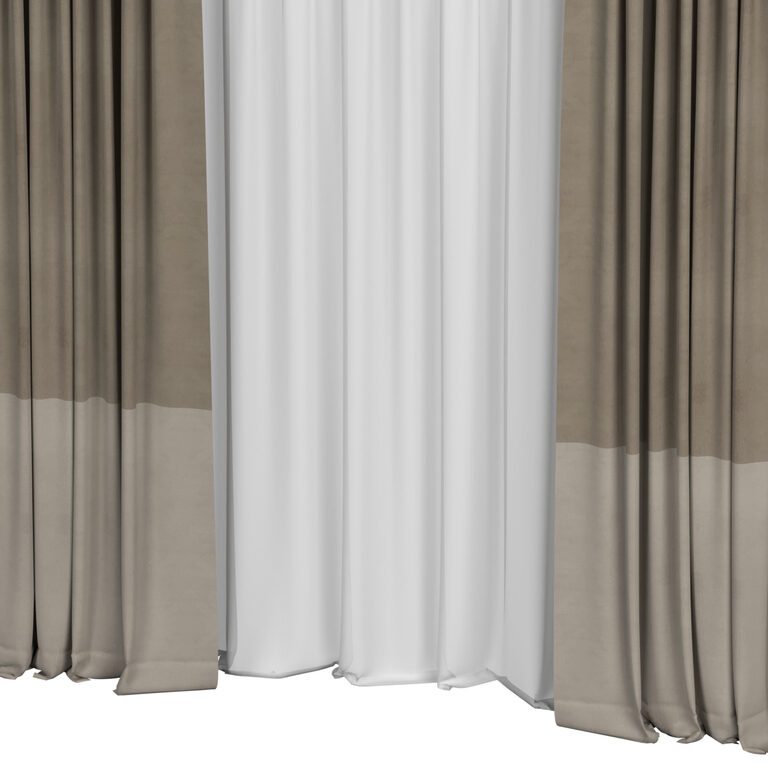 Curtains with tulle in two colors (161468) 3D model - Download 3D model ...