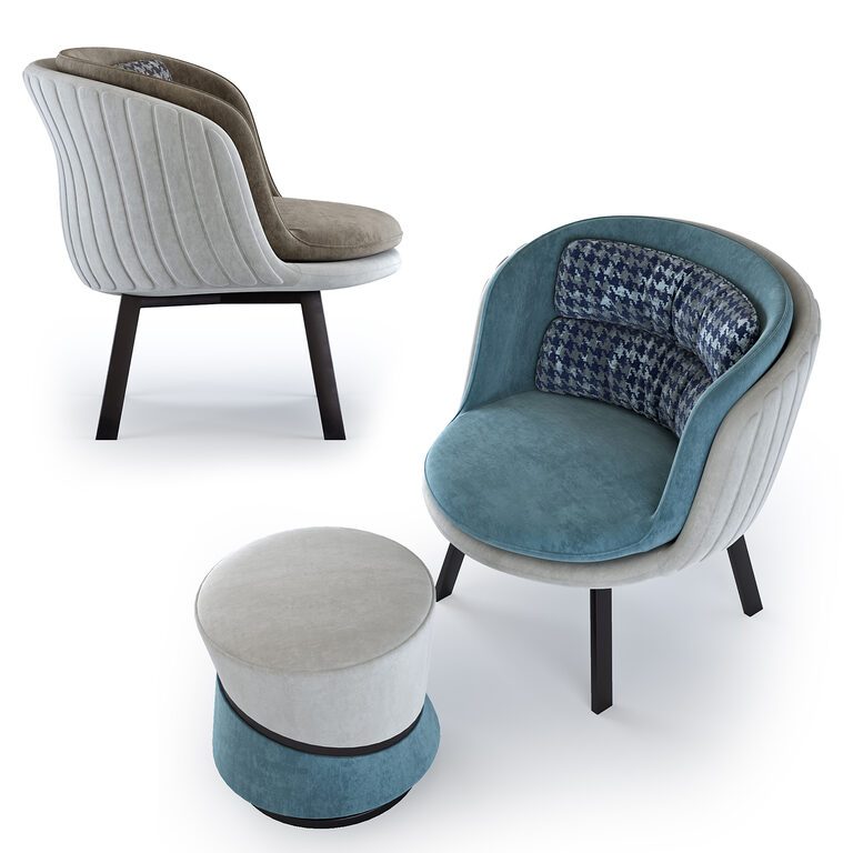 Anders Accent Chair & Muranti Stool (163439) 3D model - Download 3D ...