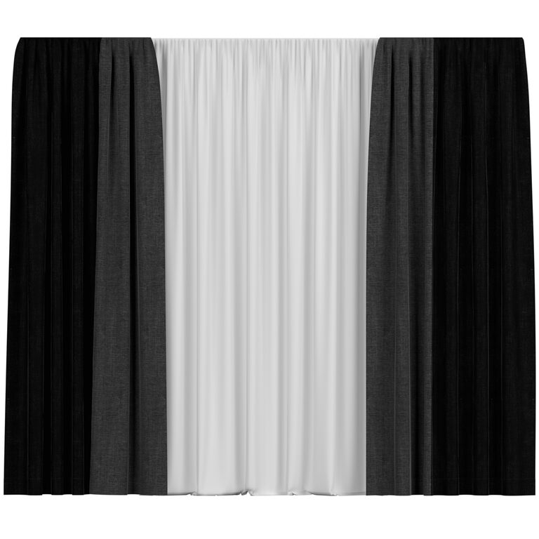 Two color curtains with tulle (164527) 3D model - Download 3D model Two ...