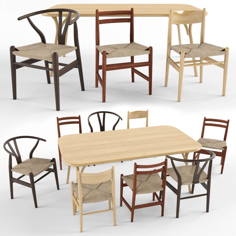 Chairs And Dining Table Srt By Carl Hansen & Søn (176480) 3D model ...