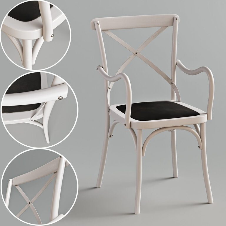 Cross Back Dining Chair With Arms (17720) 3D model - Download 3D model ...