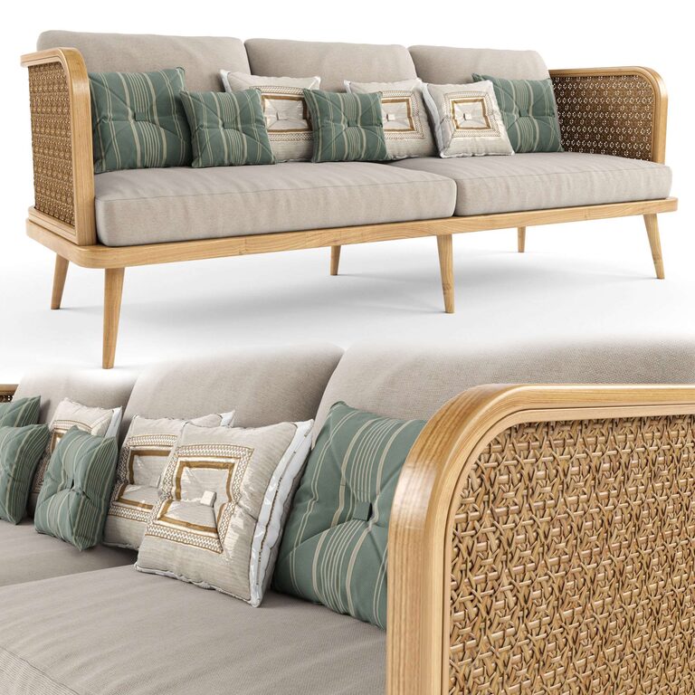 3-seat Modular Sofa Outdoor Rattan Wood (178670) 3D model - Download 3D ...