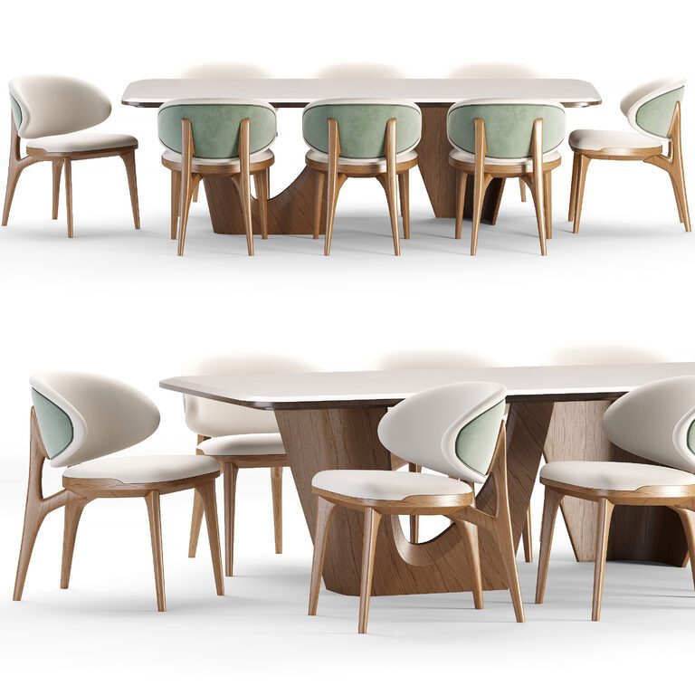 Dining table and chair (182302) 3D model - Download 3D model Dining ...