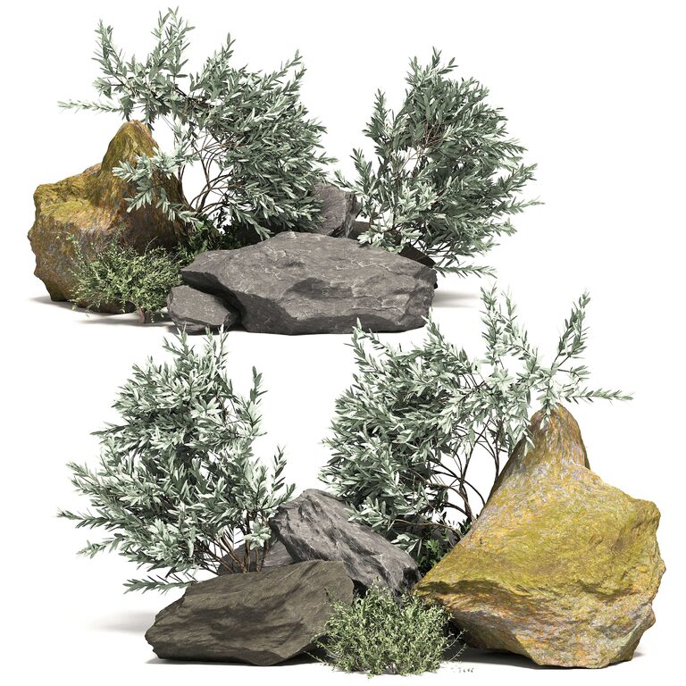 Stone Bush Pack 3 (186569) 3D model - Download 3D model Stone Bush Pack ...