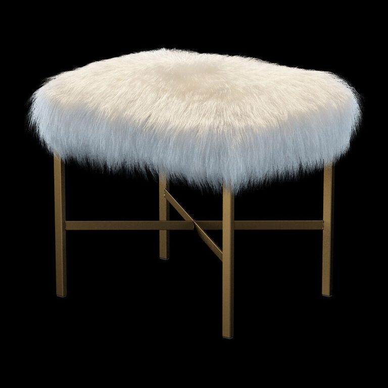 Faux Mongolian Lamb Fur Stool (18695) 3D model - Download 3D model Faux ...