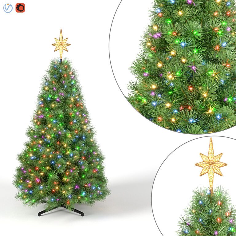 Christmas Tree 5 feet With Multicolor Lights (197487) 3D model ...