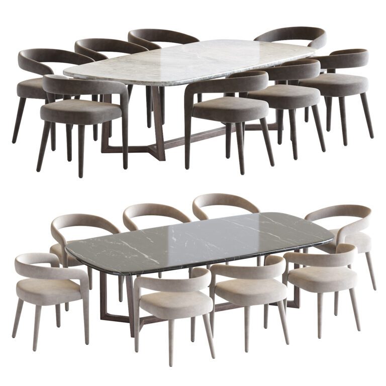 Lisette White Chair and Concorde Dining Table (199965) 3D model ...