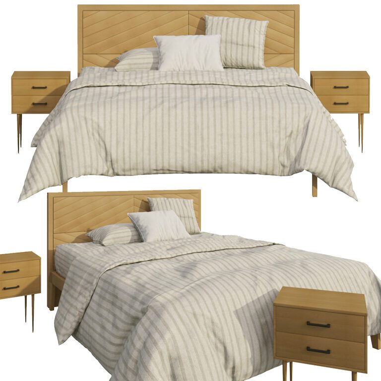 Simple Minimal Bed (20604) 3D model - Download 3D model Simple Minimal ...