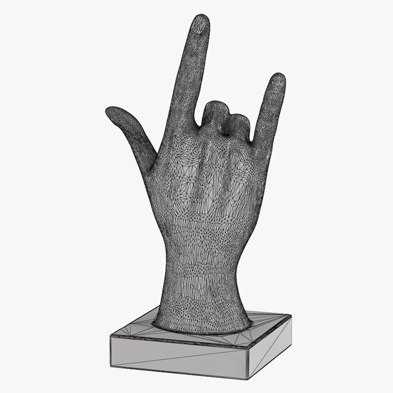 Figurine hand rock on table top (20776) 3D model - Download 3D model ...