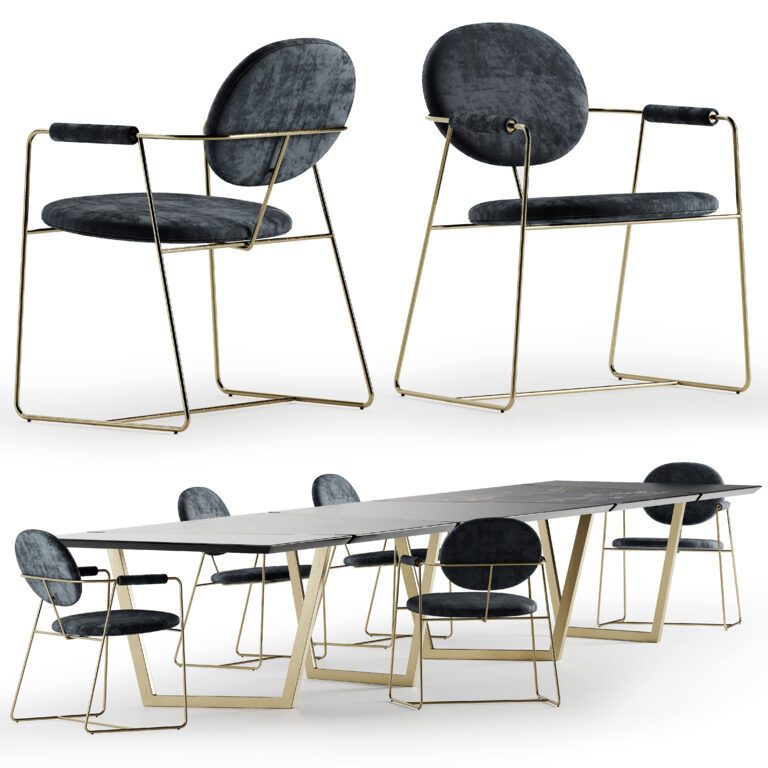 Baxter Pangea Table + Gemma Chair (220221) 3D model - Download 3D model ...