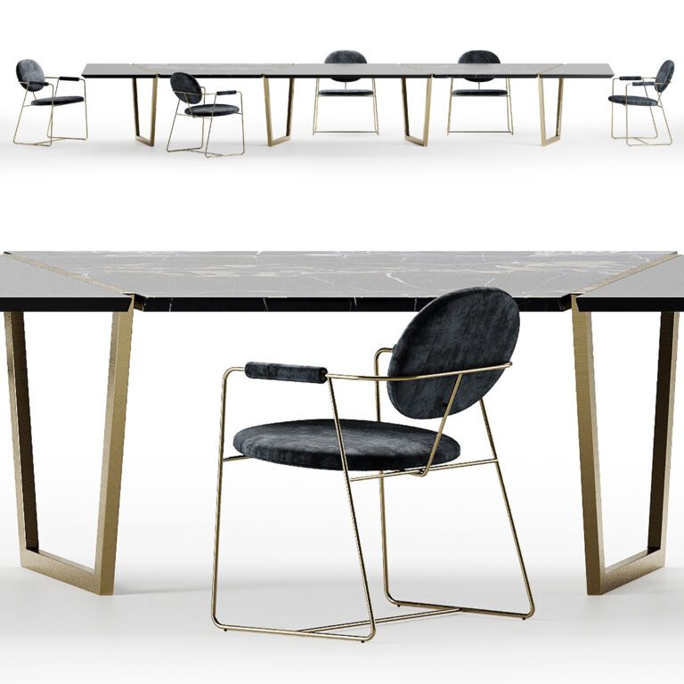 Baxter Pangea Table + Gemma Chair (220221) 3D model - Download 3D model ...