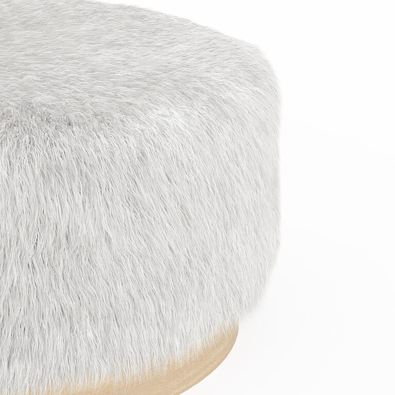 Faux Fur Round Pouf (22062) 3D model - Download 3D model Faux Fur Round ...