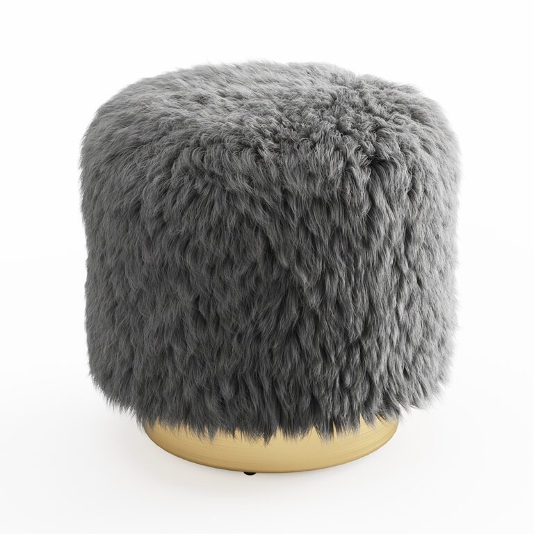 Fur Round Pouf (22076) 3D model - Download 3D model Fur Round Pouf ...