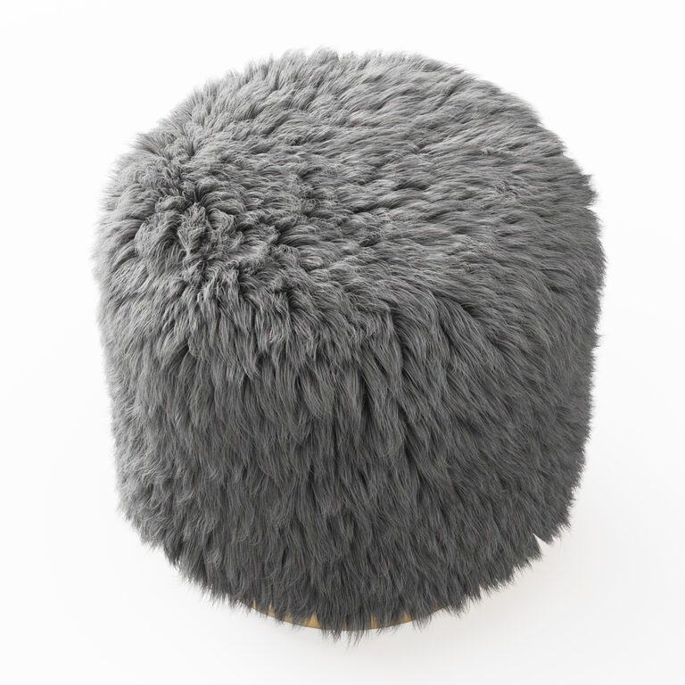 Fur Round Pouf (22076) 3D model - Download 3D model Fur Round Pouf ...