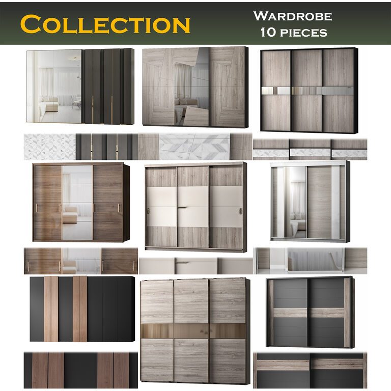 Wardrobe low poly 3d model collection (25243) 3D model - Download 3D ...