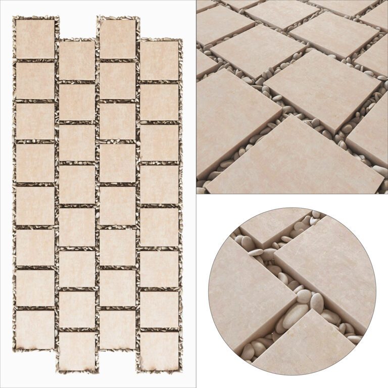 Paving plate square white pebble n1 (254801) 3D model - Download 3D ...