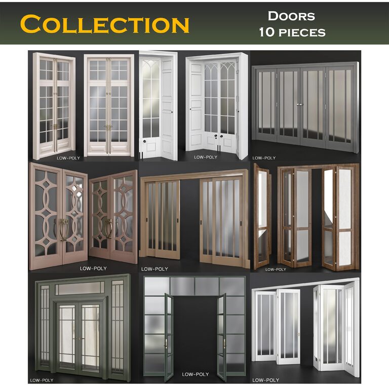 Doors low poly collection (25729) 3D model - Download 3D model Doors ...