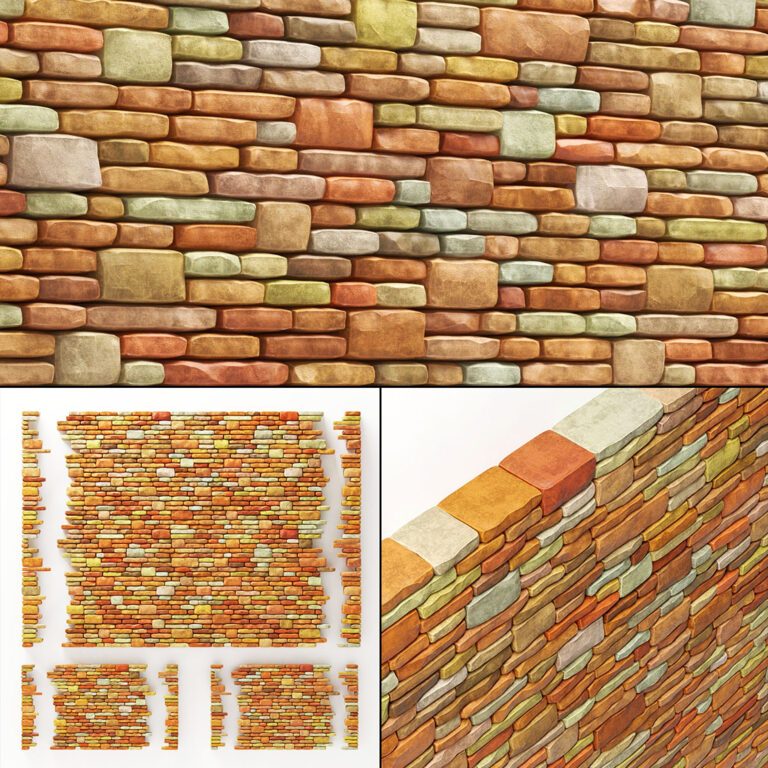 Brick granite color stone many part (257881) 3D model - Download 3D ...