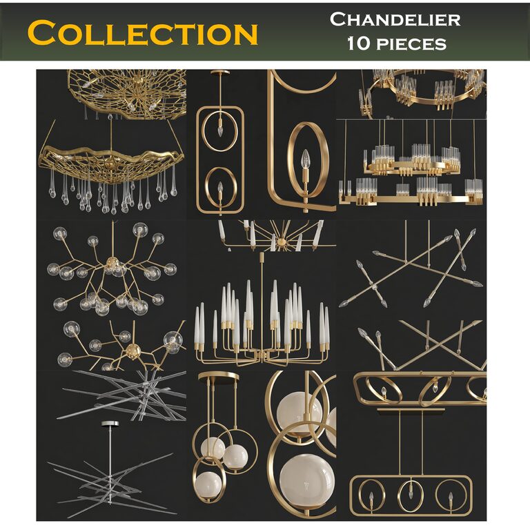 Chandeliers Collection 10 pieces (25961) 3D model - Download 3D model ...