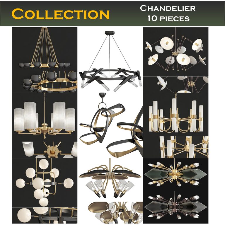 Chandeliers Collection 10 pieces (25988) 3D model - Download 3D model ...