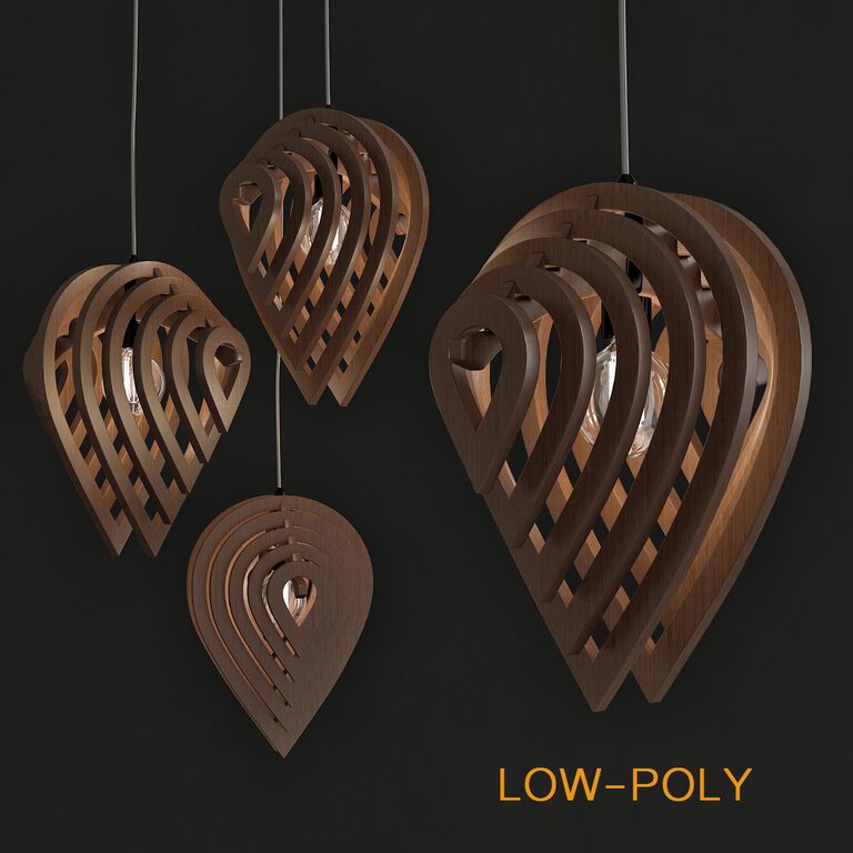 Modern Water Drop Wooden Pendant (26032) 3D model - Download 3D model ...