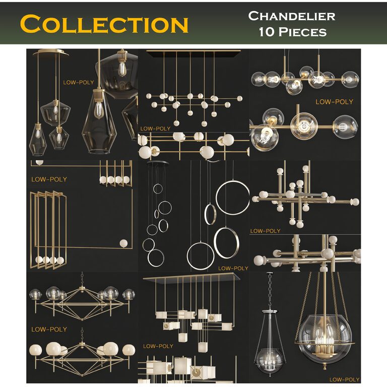 Chandelier Collection 10 Pieces (26076) 3D model - Download 3D model ...