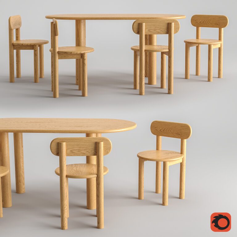 Tide Dining Chairs & Tide Oval Table (295391) 3D model - Download 3D ...