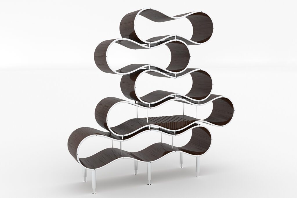 Wavy bookcase (319475) 3D model - Download 3D model Wavy bookcase ...