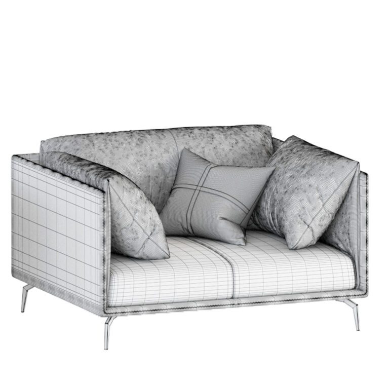 Alessia Italian Minimalist Leather Sofa Single Seater (320707) 3D model ...