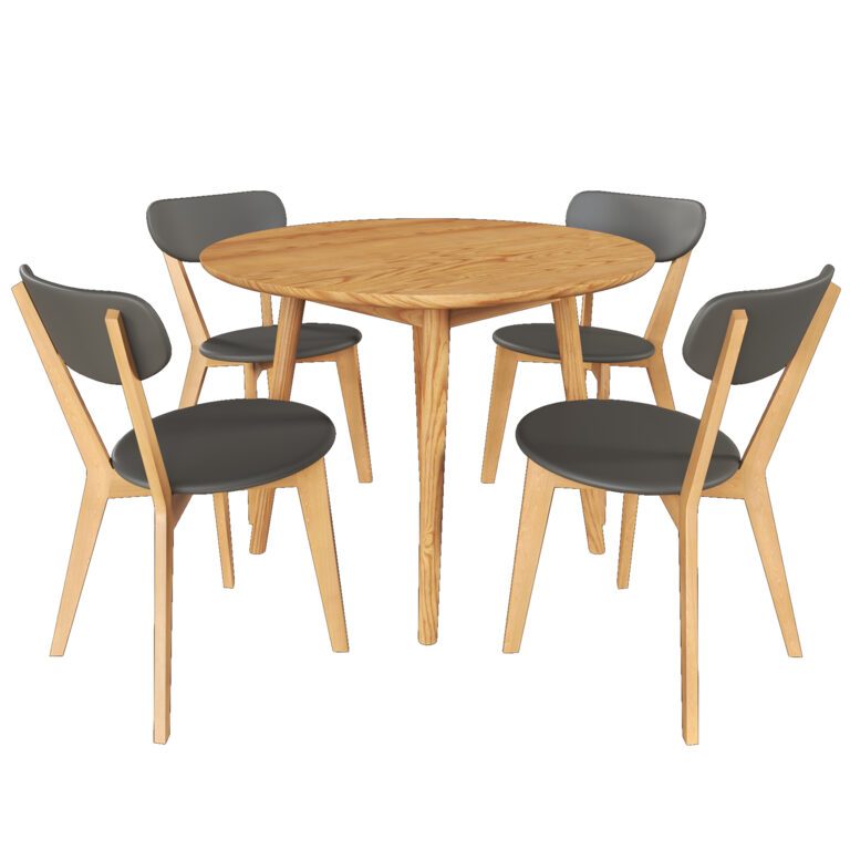 Dion Parquet Round Dining Table and Luca Oslo Dining Chairs black ...