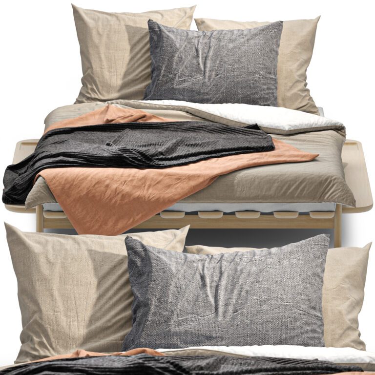 Modest Type 2 By Loof Beech Double Bed (324848) 3D model - Download 3D ...
