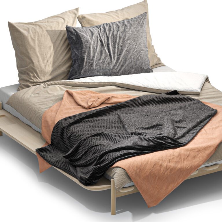 Modest Type 2 By Loof Beech Double Bed (324848) 3D model - Download 3D ...