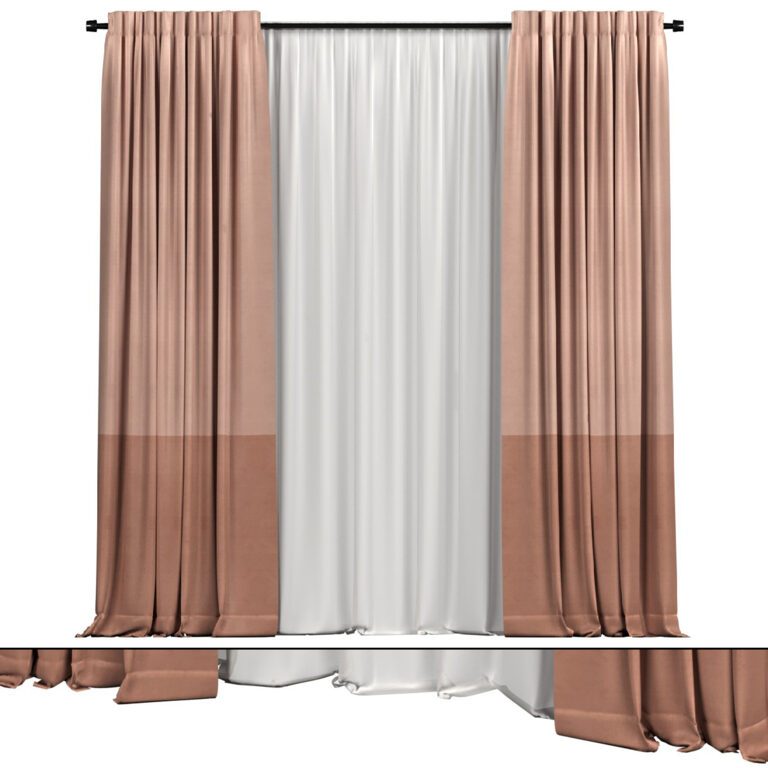 Curtains with tulle in two colors (325766) 3D model - Download 3D model ...