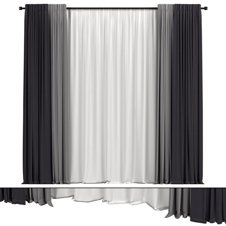 Curtains with tulle in two colors (325830) 3D model - Download 3D model ...
