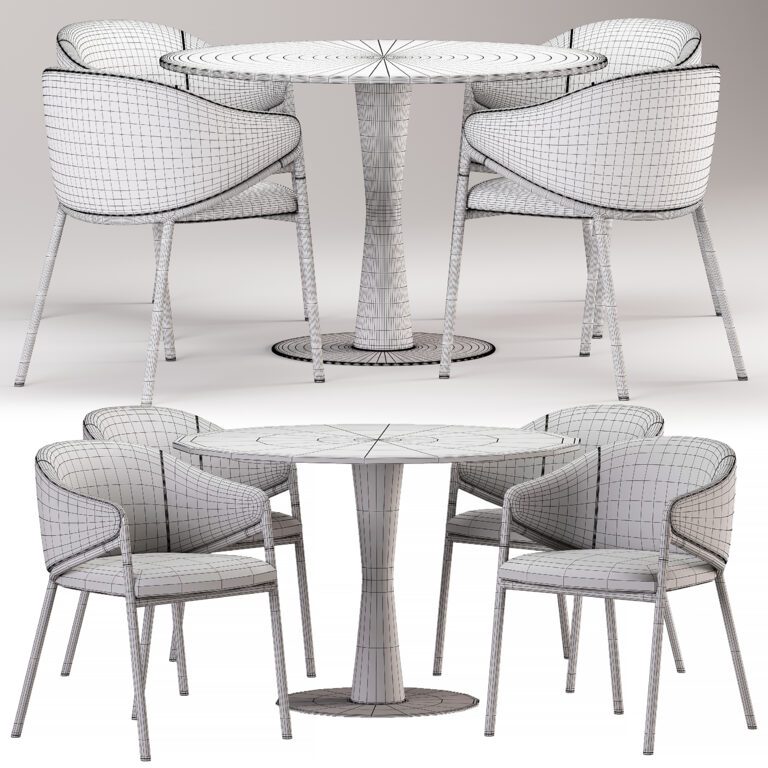 Dining set Hammer chair with Coni table (328174) 3D model - Download 3D ...
