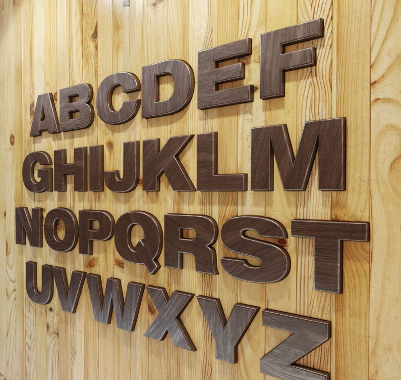 Wood panel English alphabet (329377) 3D model - Download 3D model Wood ...